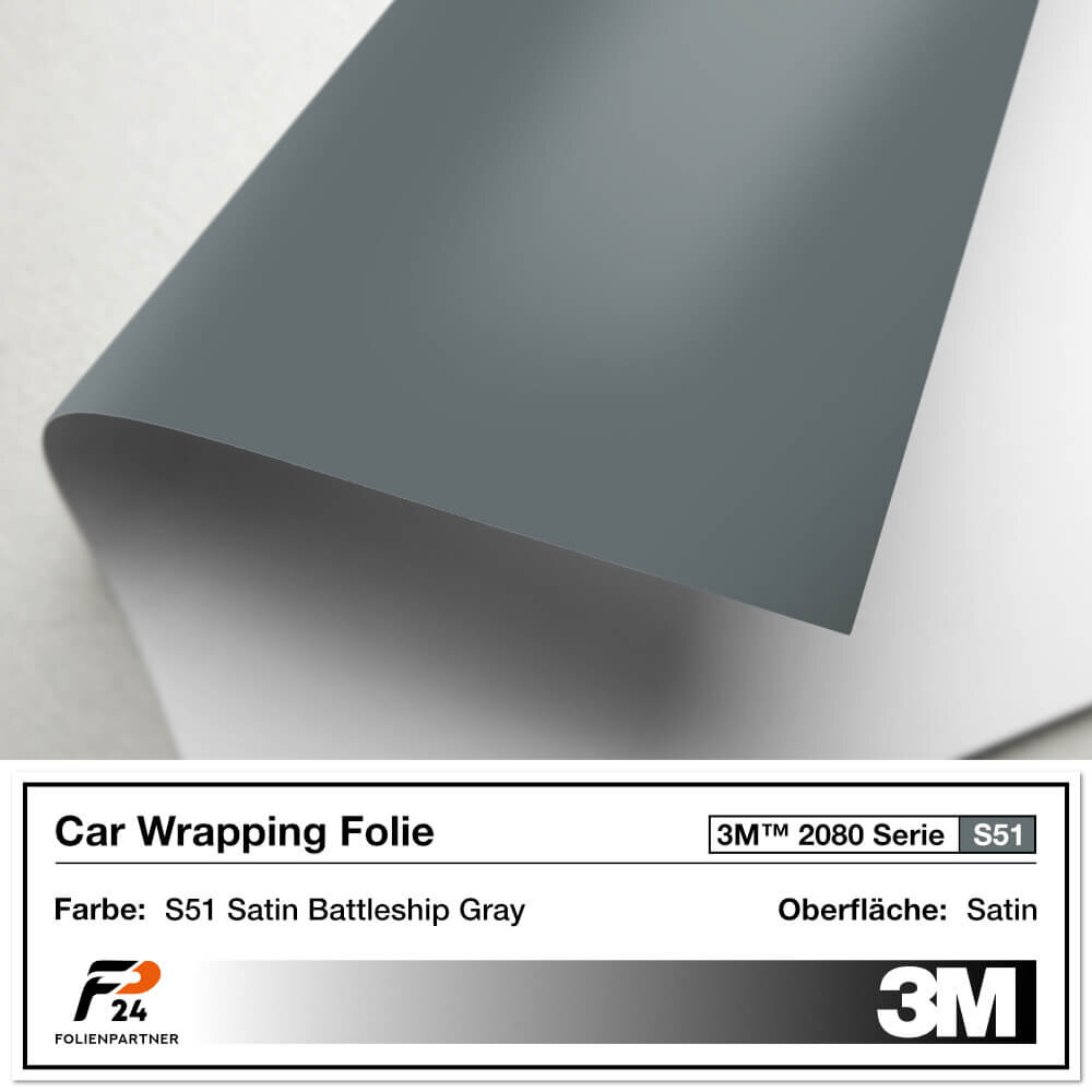 3M 2080 S51 Satin Battelship Gray Car Wrap Autofolie, 37,50