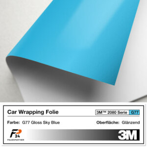 3M 2080 G77 Gloss Sky Blue Car Wrap Autofolie - folienpartner24.de